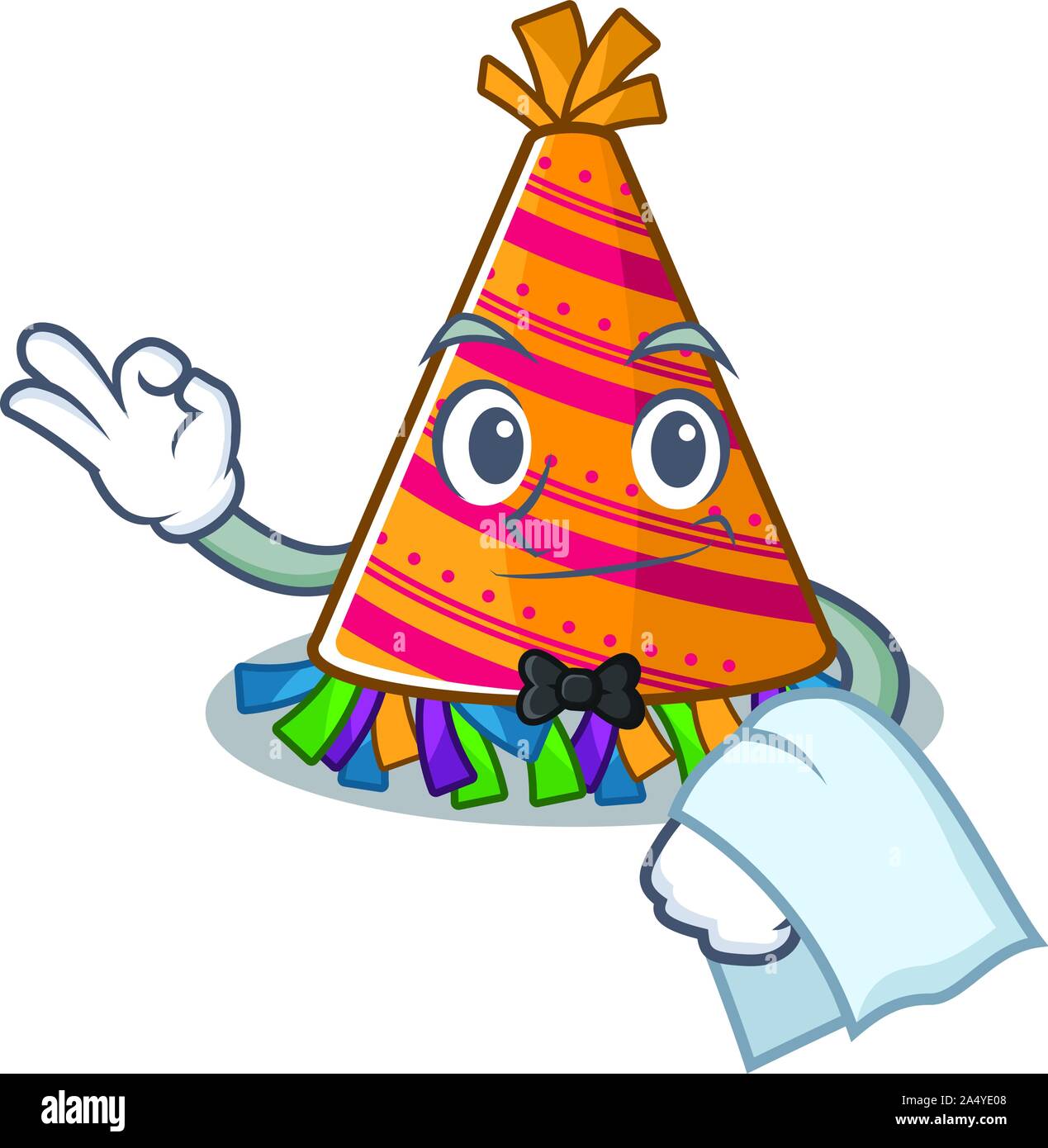 Waiter party hat cartoon with character shape Stock Vector Image & Art ...