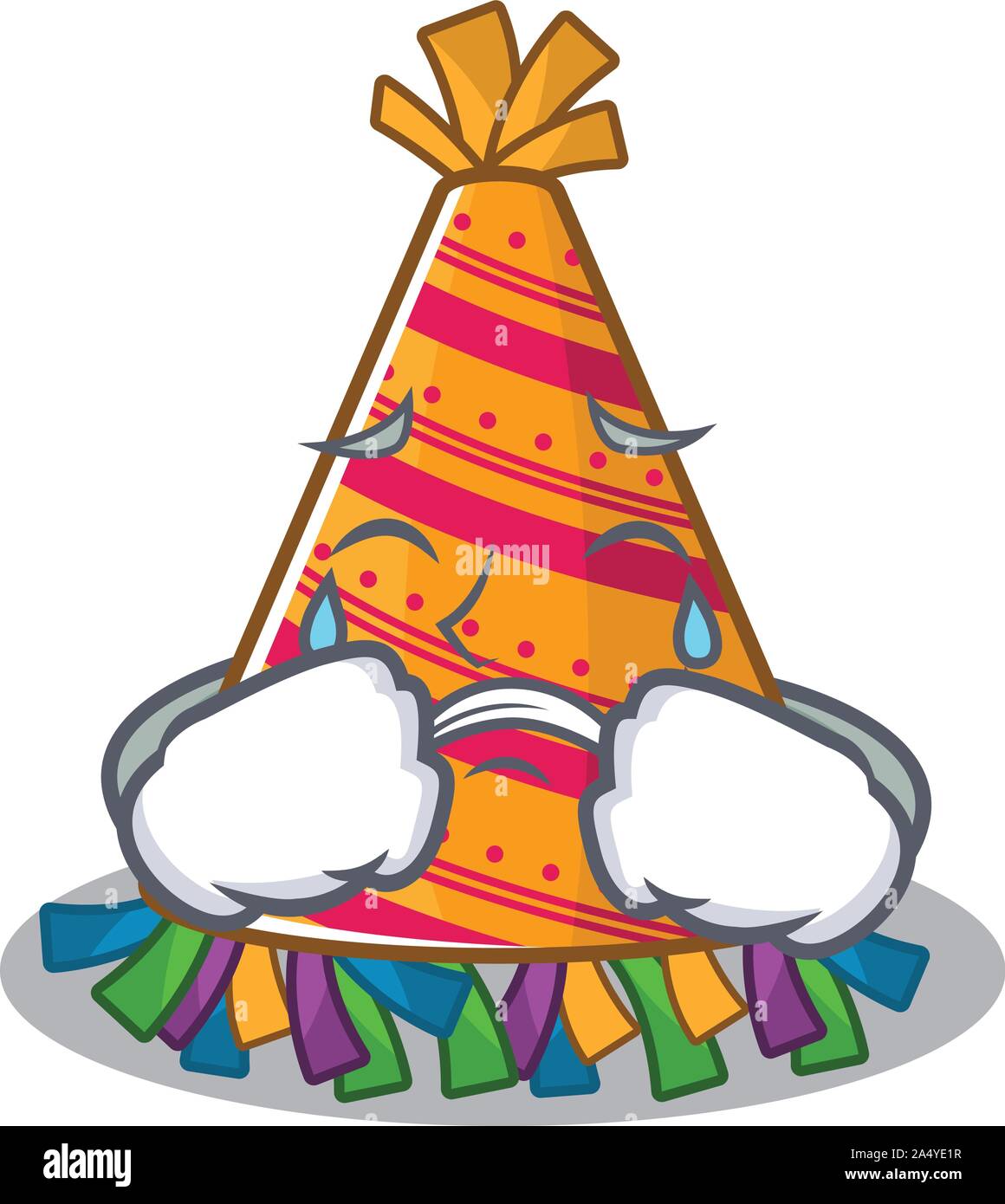 Crying party hat cartoon with character shape Stock Vector Image & Art ...