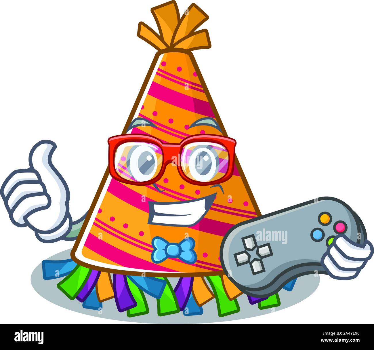 Gamer party hat cartoon with character shape Stock Vector Image & Art ...