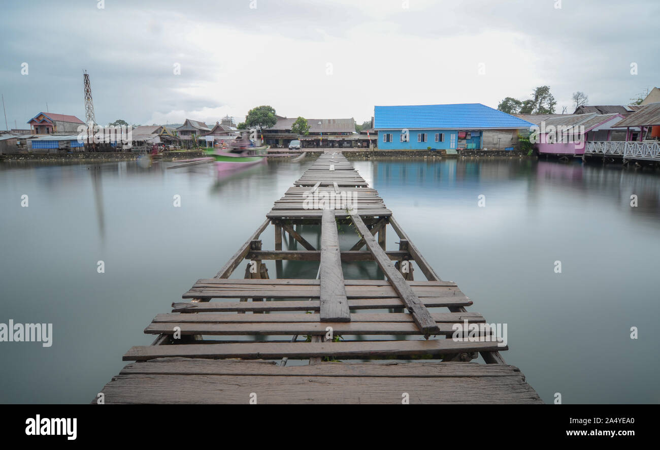 Broken Harbor Jetty in Slow shutter speed Stock Photo - Alamy
