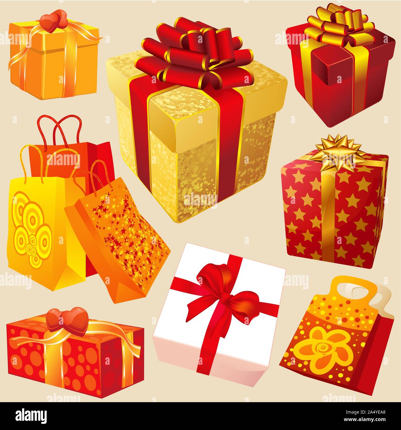 Gold present blue ribbons Stock Vector Images - Alamy