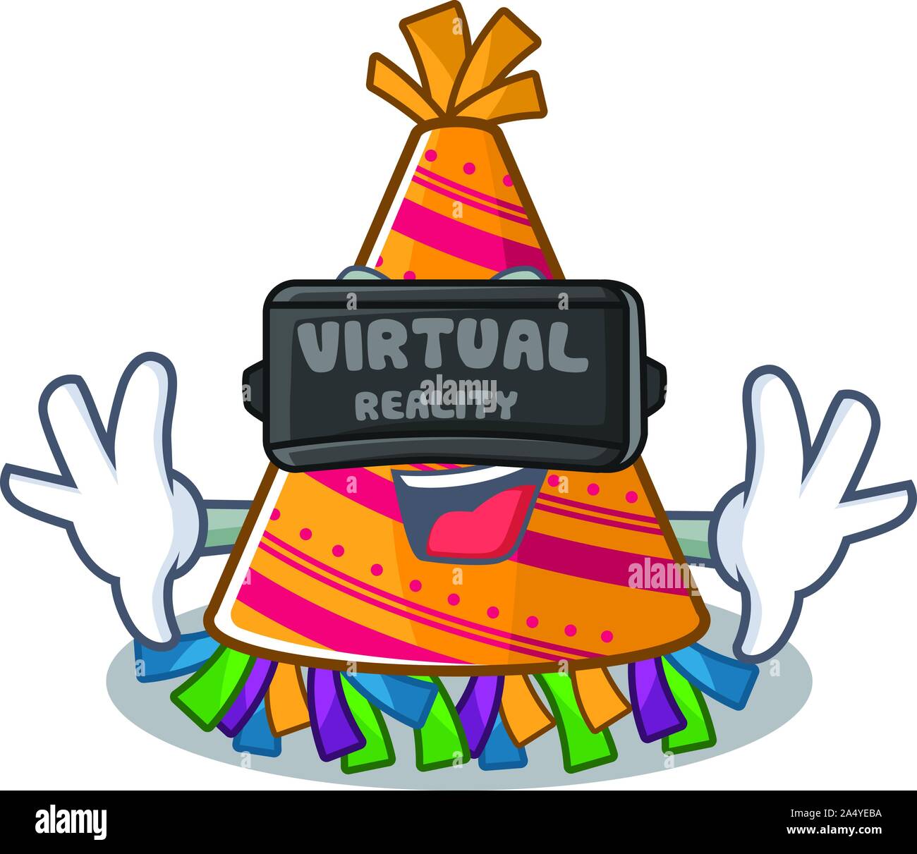 Virtual reality party hat cartoon with character shape Stock Vector ...