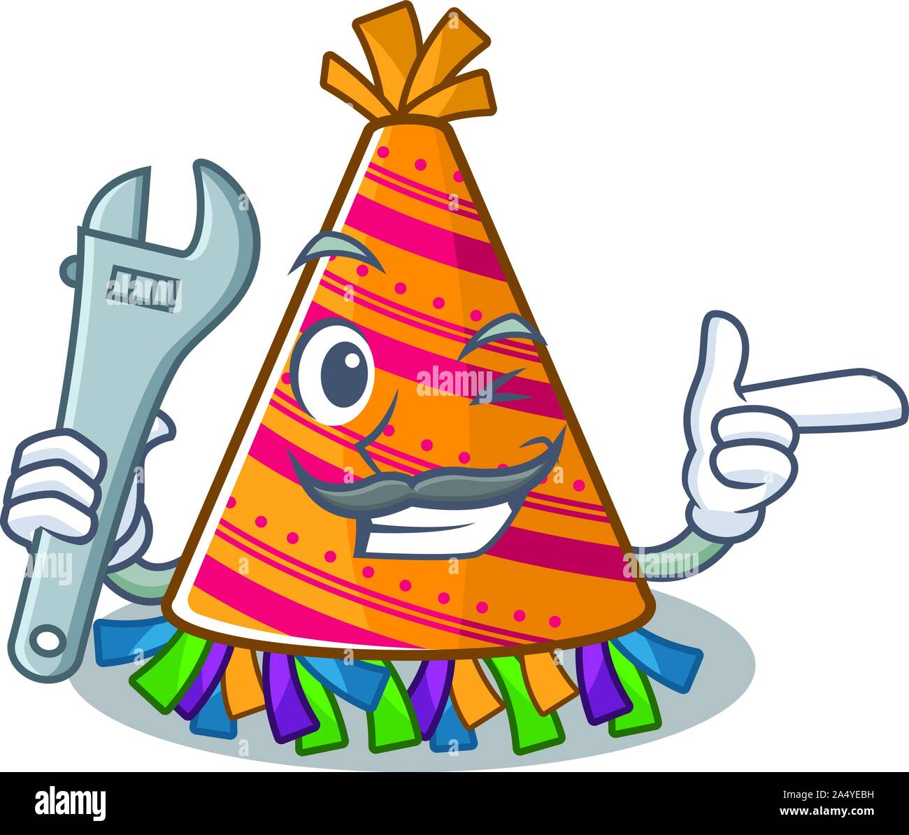 Mechanic party hat in a above mascot Stock Vector Image & Art - Alamy