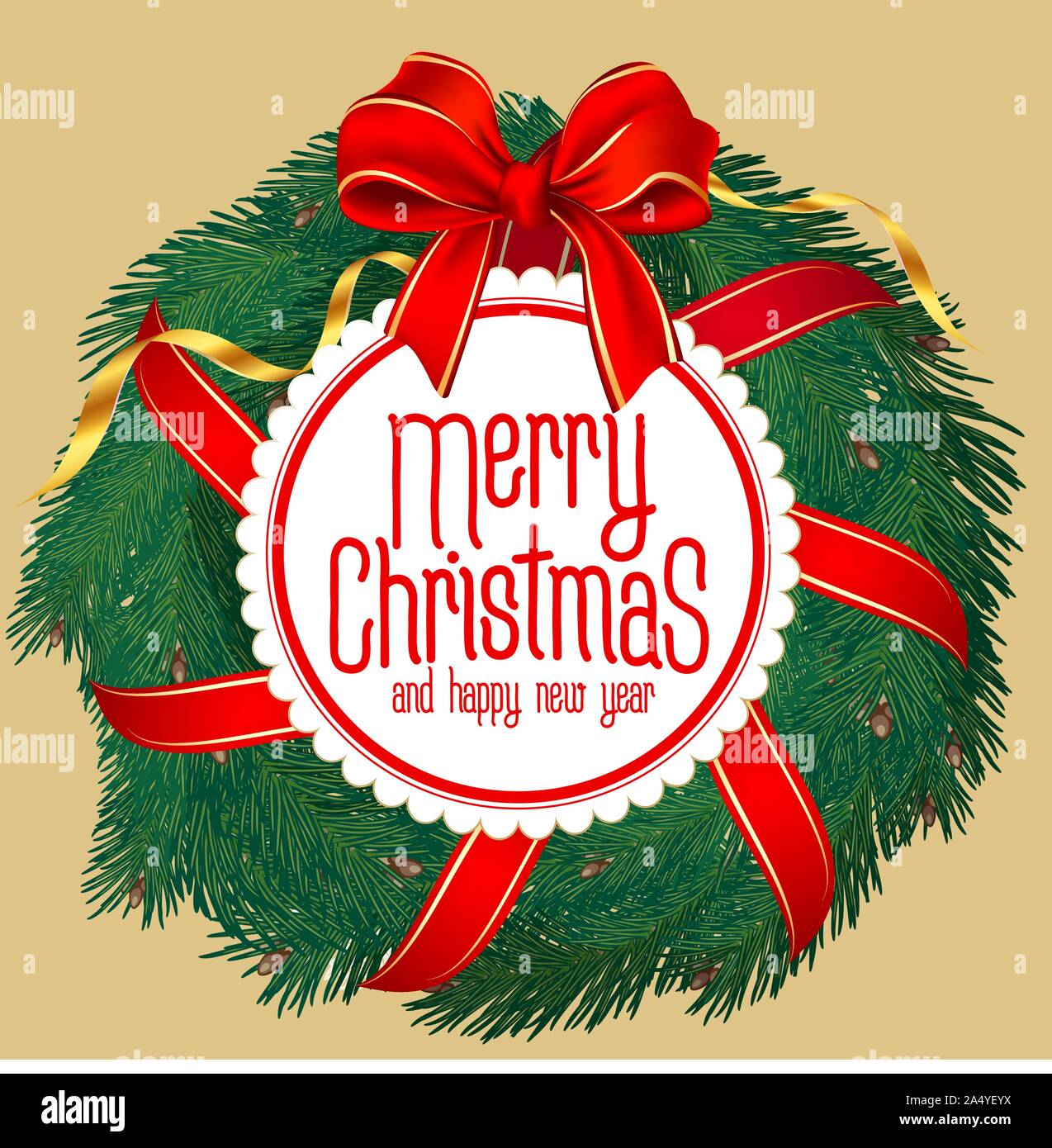 Christmas greeting card ribbon Stock Vector Images - Alamy