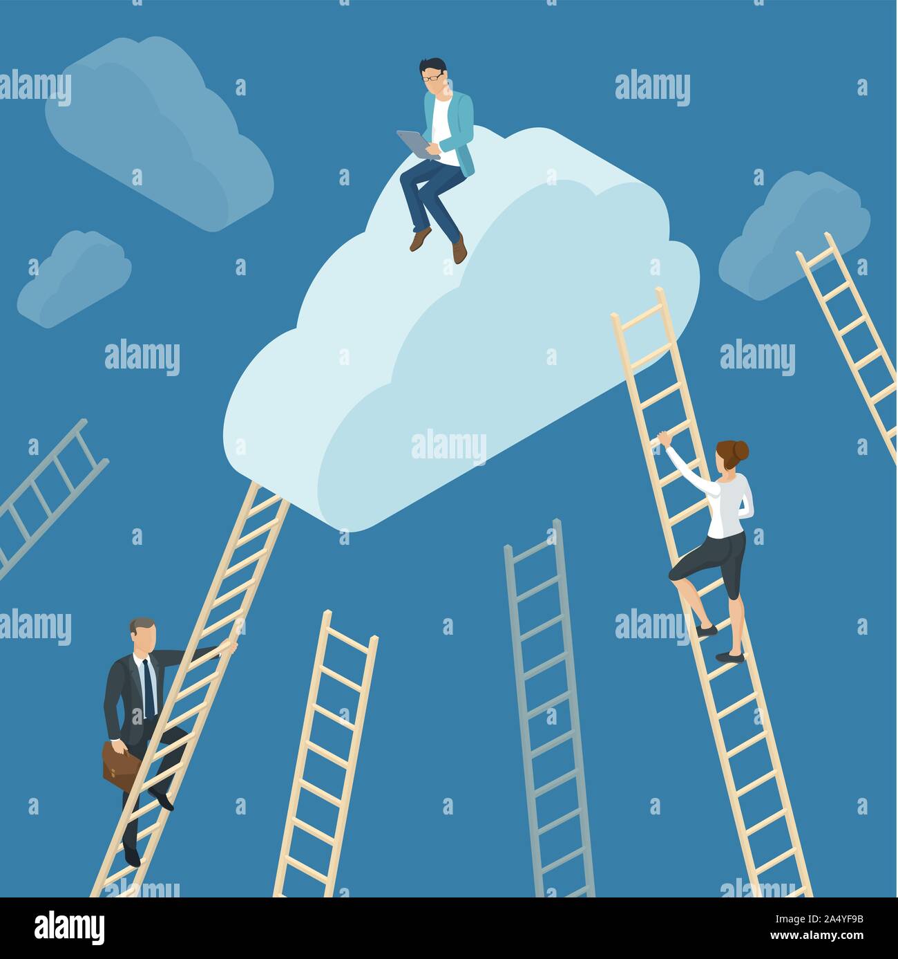 Businessman climbing up ladders hi-res stock photography and images - Alamy