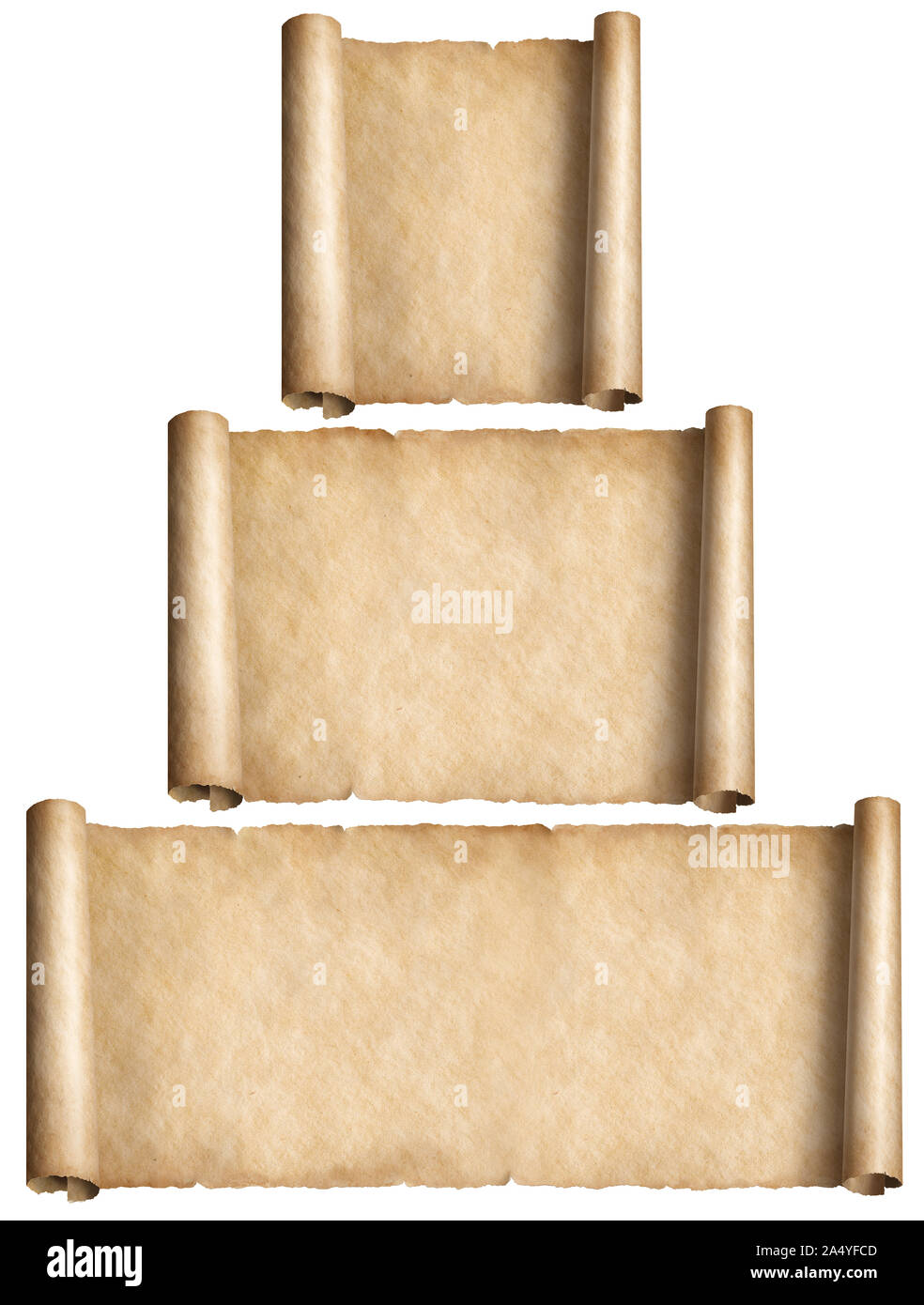 Various old paper scrolls set isolated Stock Photo - Alamy