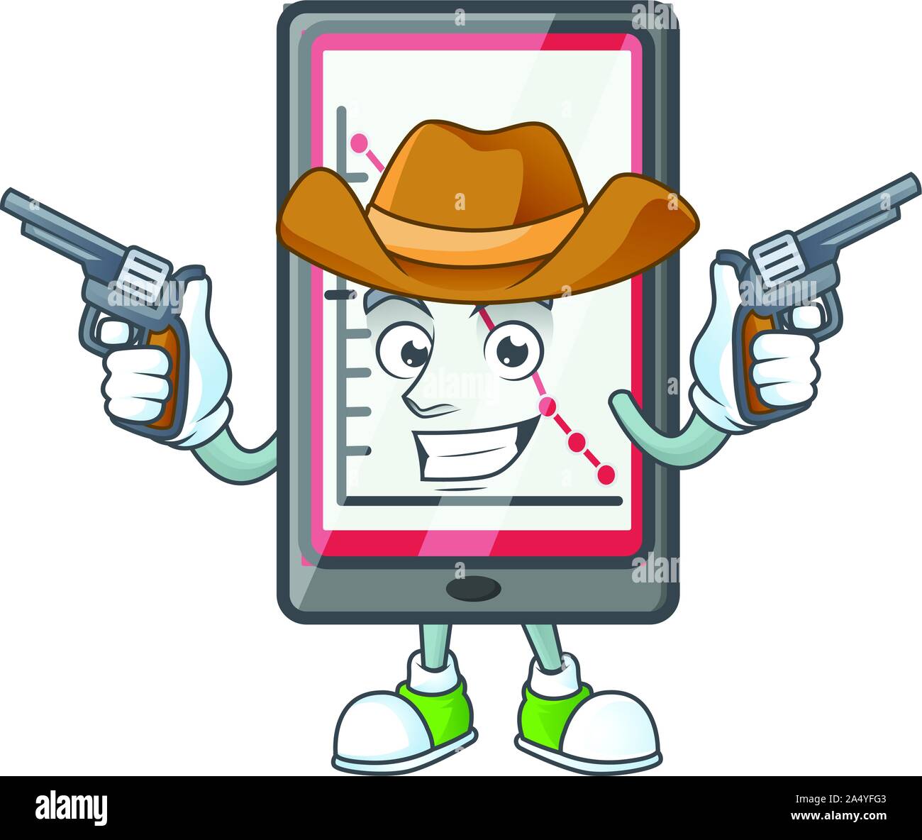 Cowboy down chart vertical tablet character style Stock Vector Image ...
