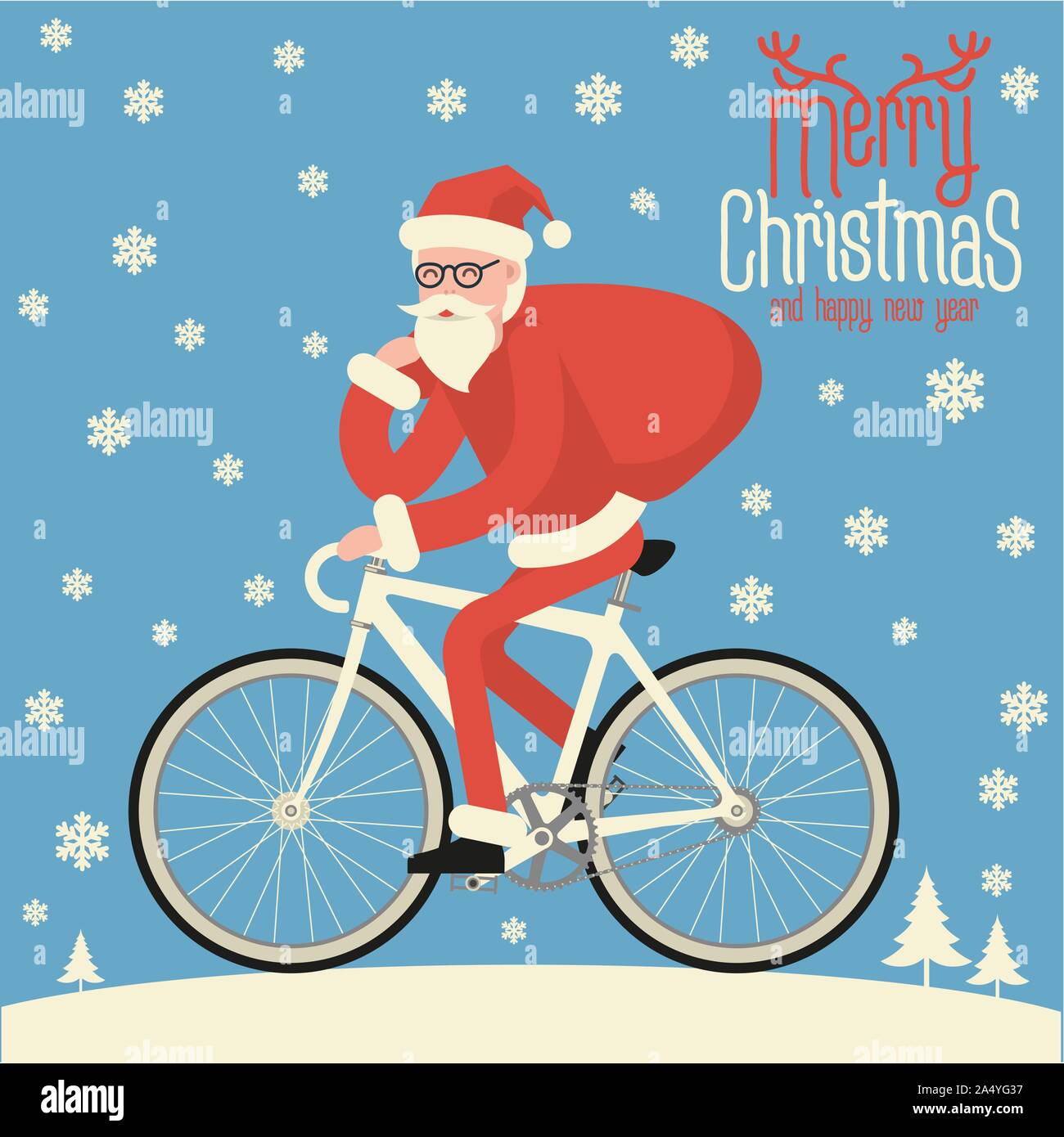 Santa bike snow Stock Vector Images - Alamy