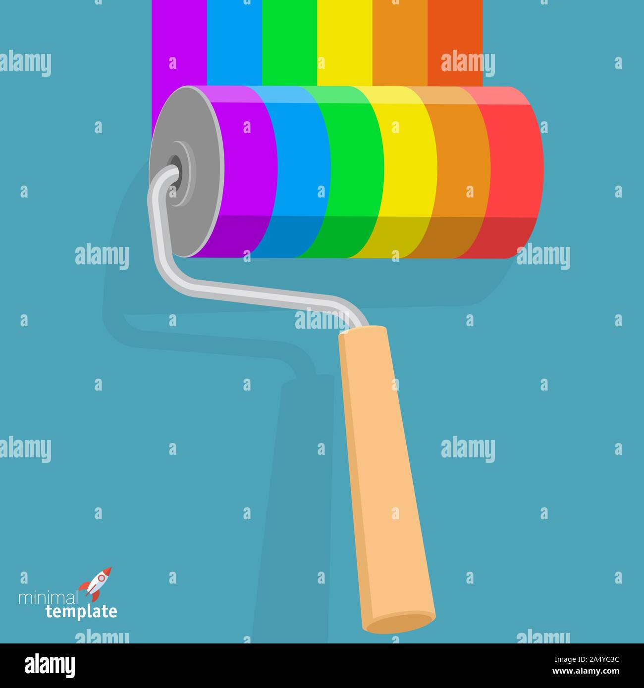 Paint roller blue stroke Stock Vector Images - Alamy