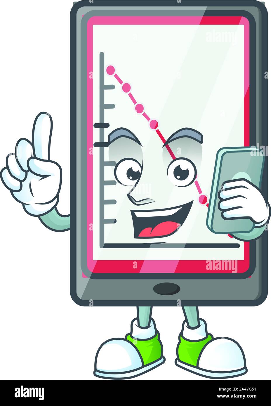 With phone down chart vertical tablet character style Stock Vector ...