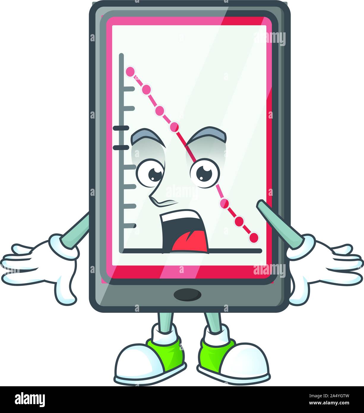 Surprised down chart vertical tablet for report Stock Vector Image ...