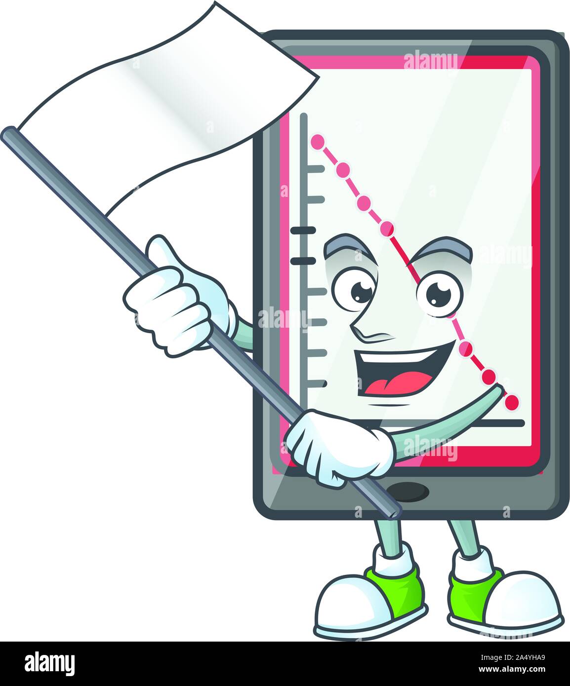 With flag down chart vertical tablet with mascot Stock Vector Image ...