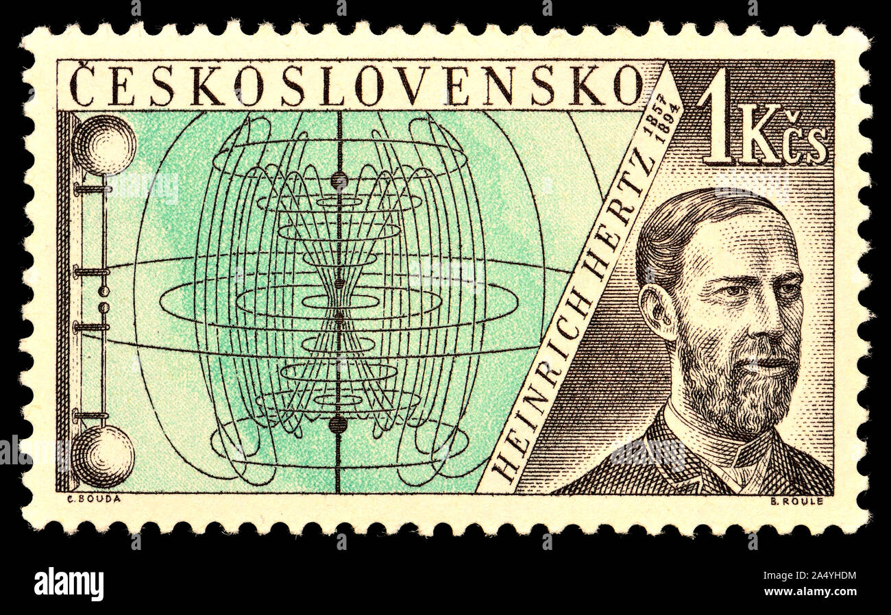 Czech postage stamp (1959) : 'Radioinventors' series. Heinrich Hertz ...