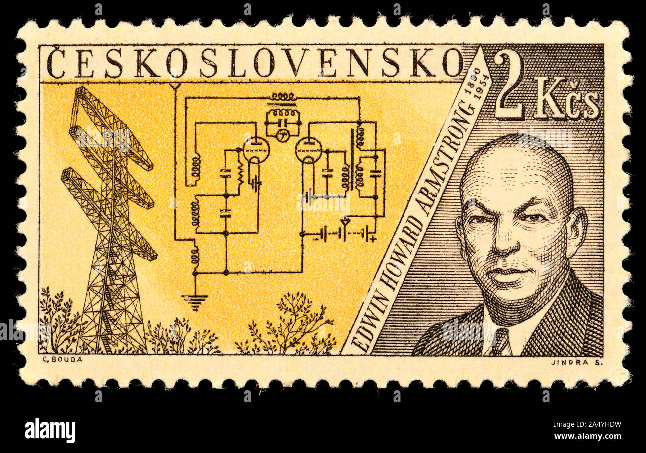 Czech postage stamp (1959) : 'Radioinventors' series. E. H. Armstrong ...