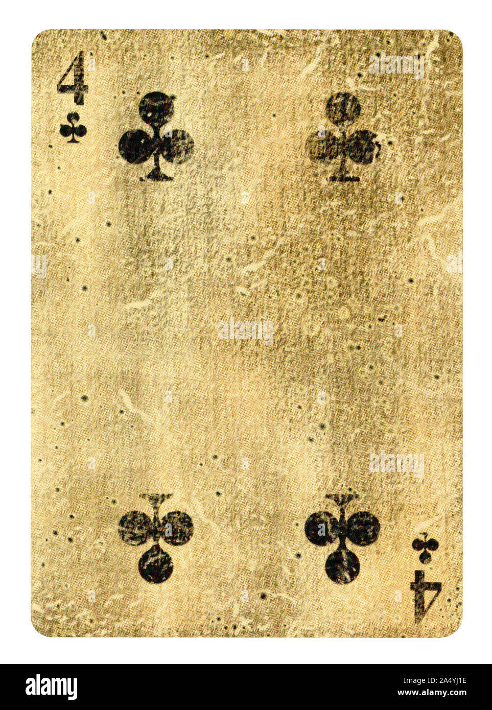 Four of Clubs Vintage playing card - isolated on white (clipping path ...