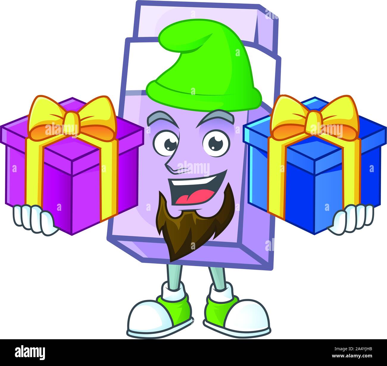 Bring two gifts eraser cartoon isolated on white background Stock ...