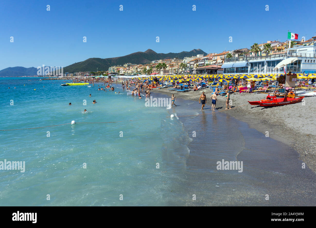 Italy, Liguria, Loano, the beach Stock Photo - Alamy