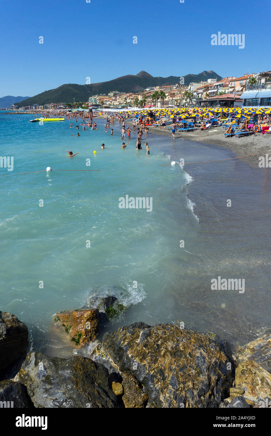 Italy, Liguria, Loano, the beach Stock Photo - Alamy