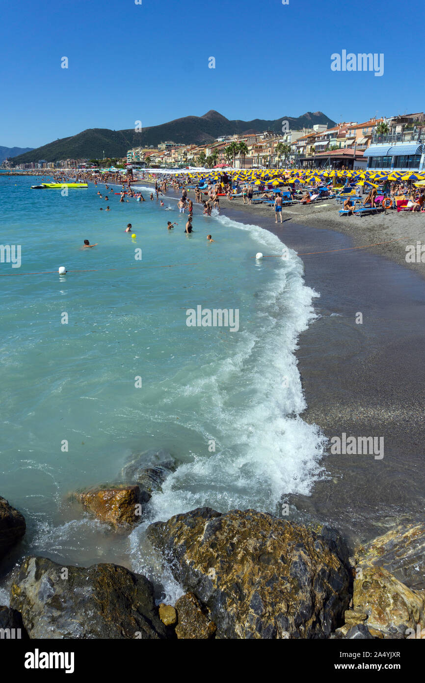 Italy, Liguria, Loano, the beach Stock Photo - Alamy