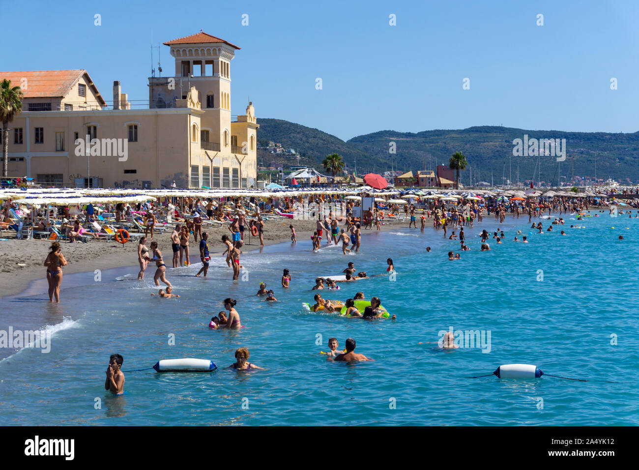 Italy, Liguria, Loano, the beach Stock Photo - Alamy