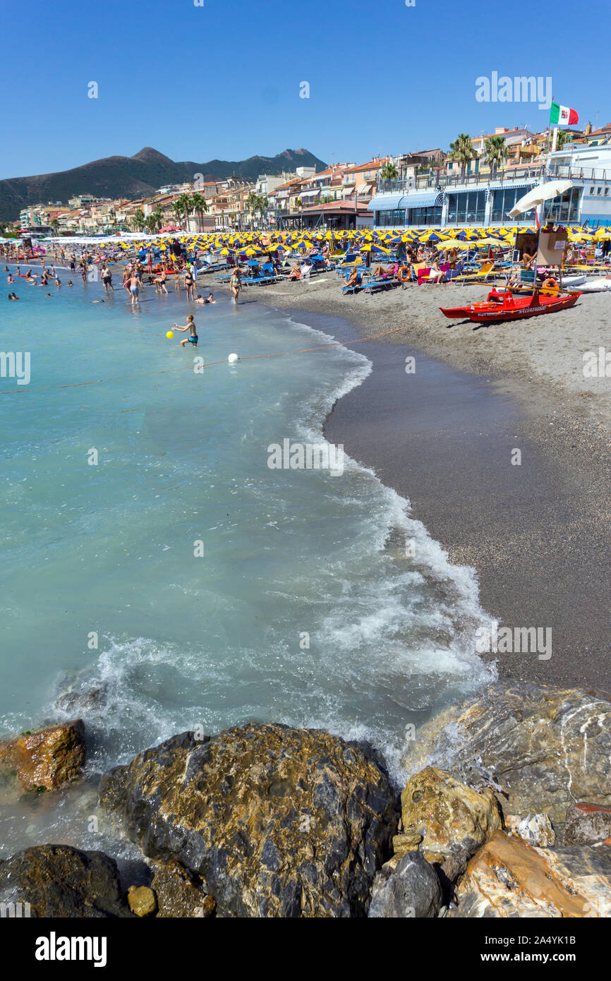 Italy, Liguria, Loano, the beach Stock Photo - Alamy