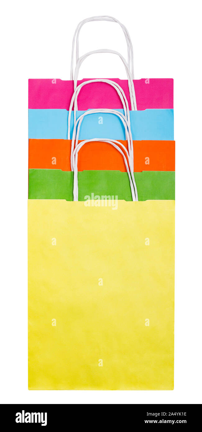 Colorful paper bags isolated on white Stock Photo - Alamy