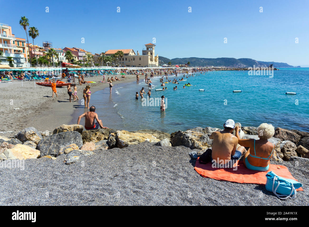 Italy, Liguria, Loano, the beach Stock Photo - Alamy