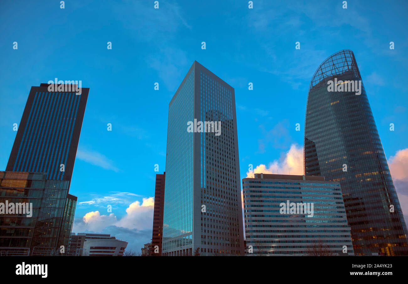 Modern skyscrapers against evening hi-res stock photography and images ...