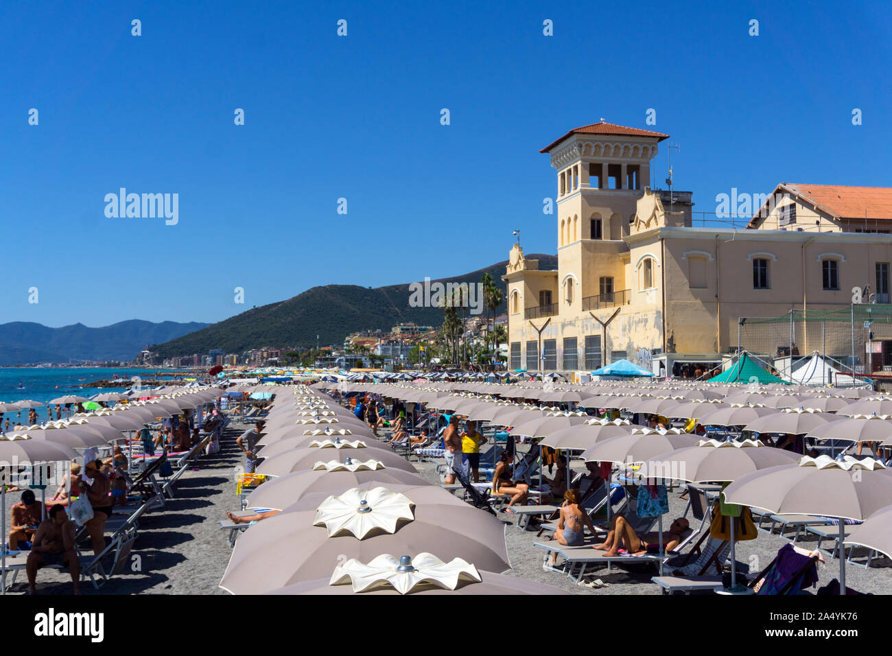 Italy, Liguria, Loano, the beach Stock Photo - Alamy