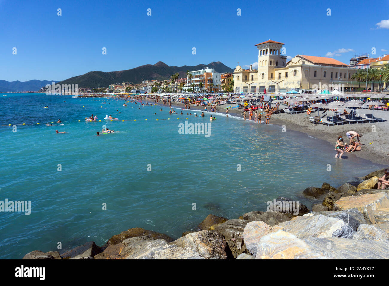 Italy, Liguria, Loano, the beach Stock Photo - Alamy