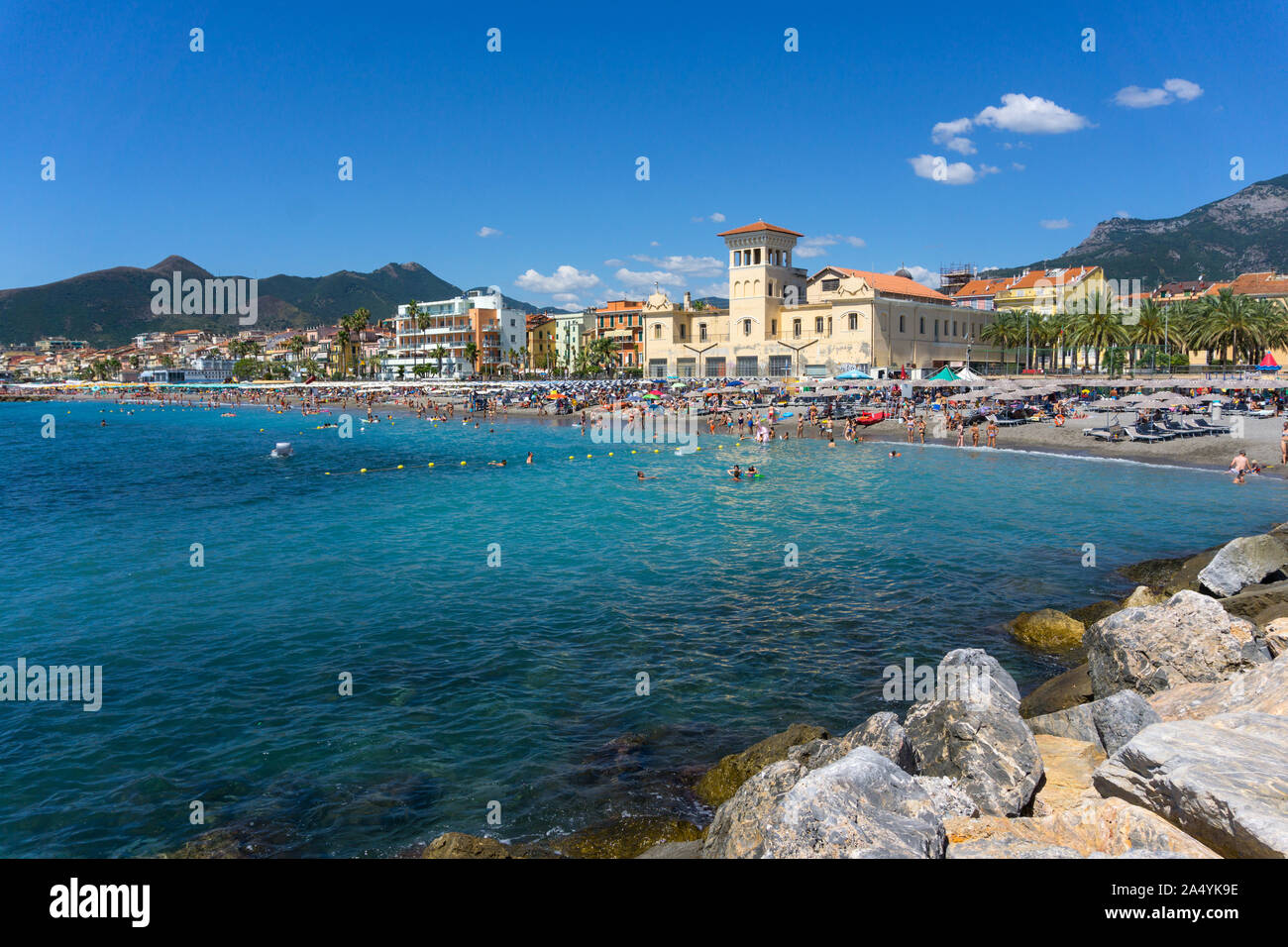 Italy, Liguria, Loano, the beach Stock Photo - Alamy