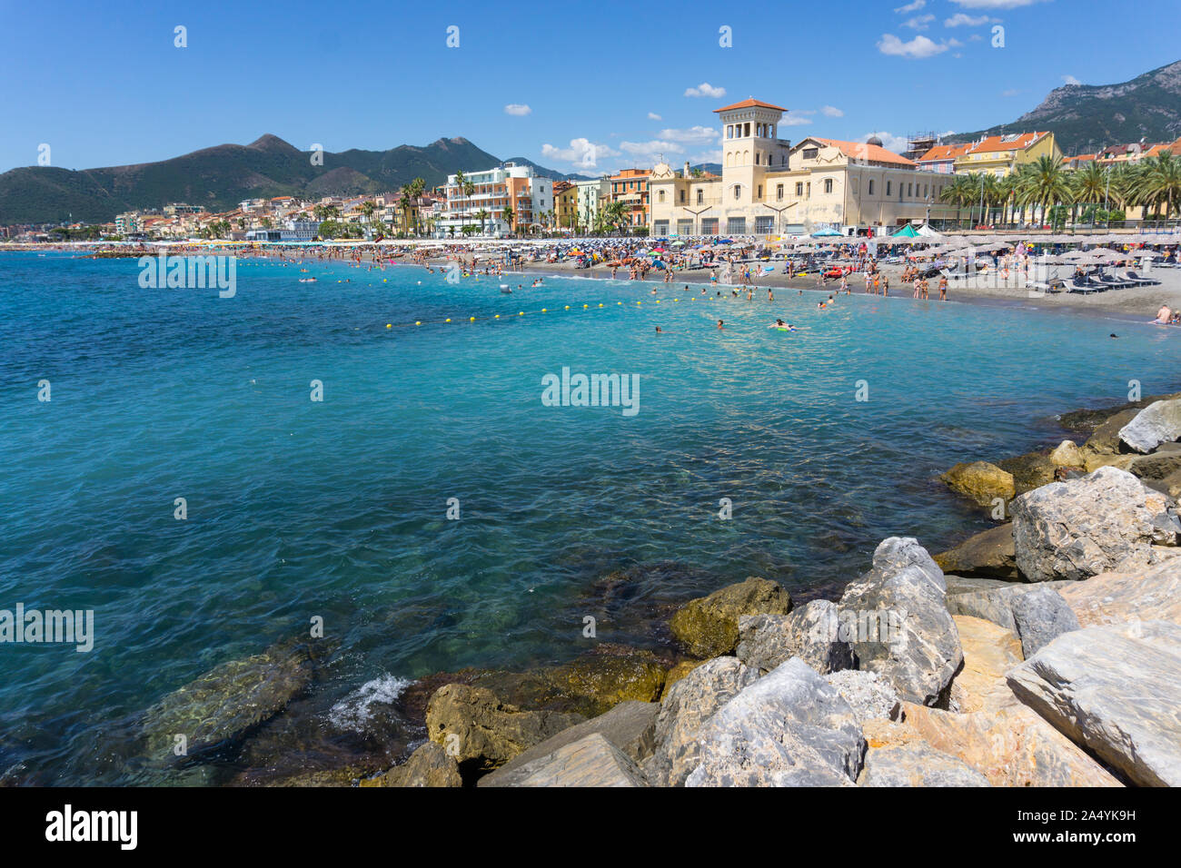Italy, Liguria, Loano, the beach Stock Photo - Alamy