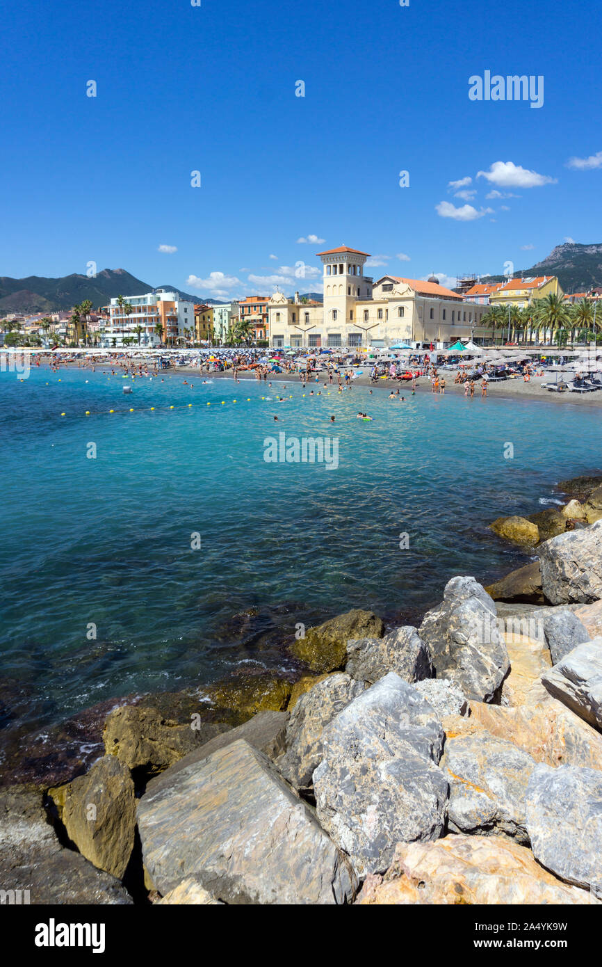 Italy, Liguria, Loano, the beach Stock Photo - Alamy
