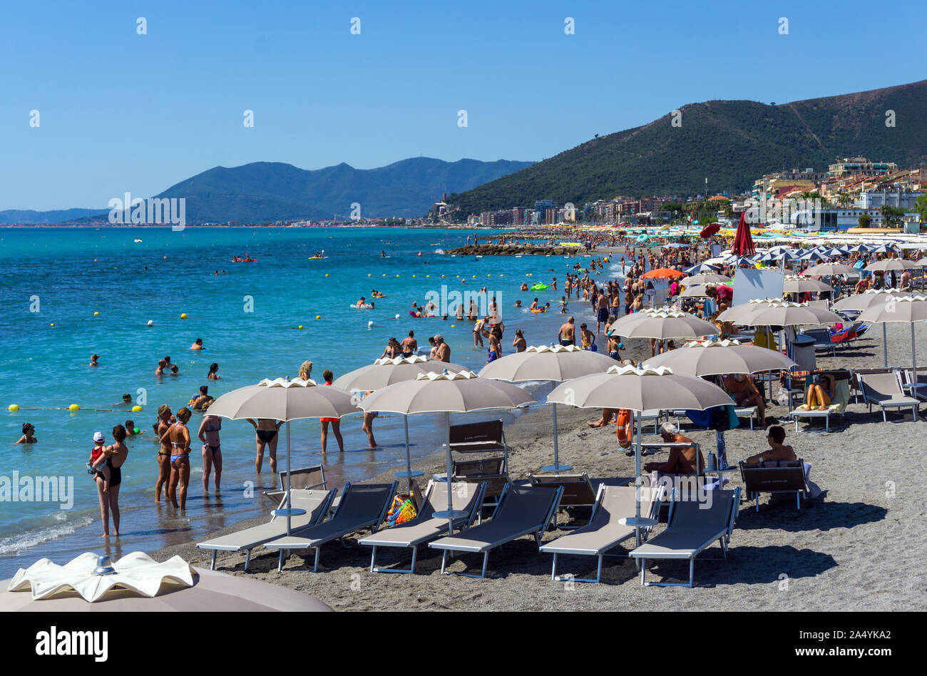Italy, Liguria, Loano, the beach Stock Photo - Alamy