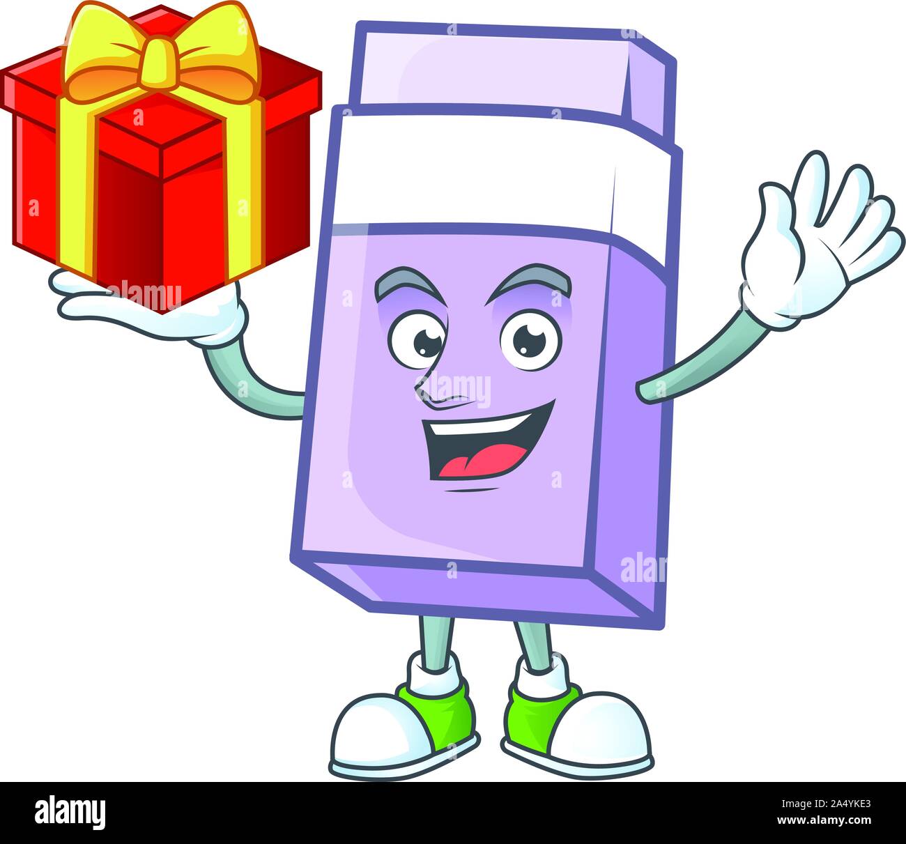 Bring gift eraser cartoon isolated on white background Stock Vector ...