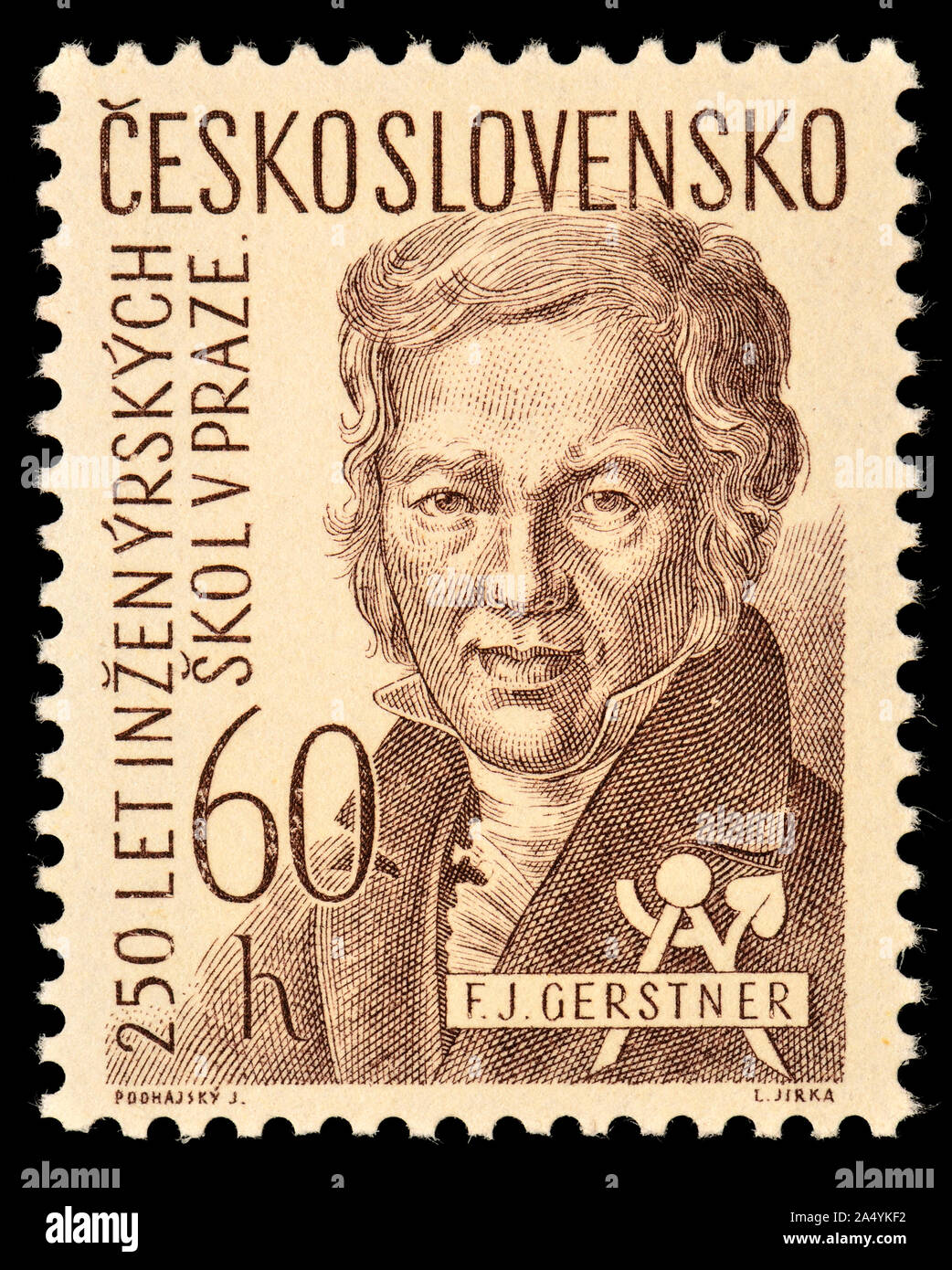 Czech postage stamp (1957): František Josef Gerstner (1756-1832) German ...