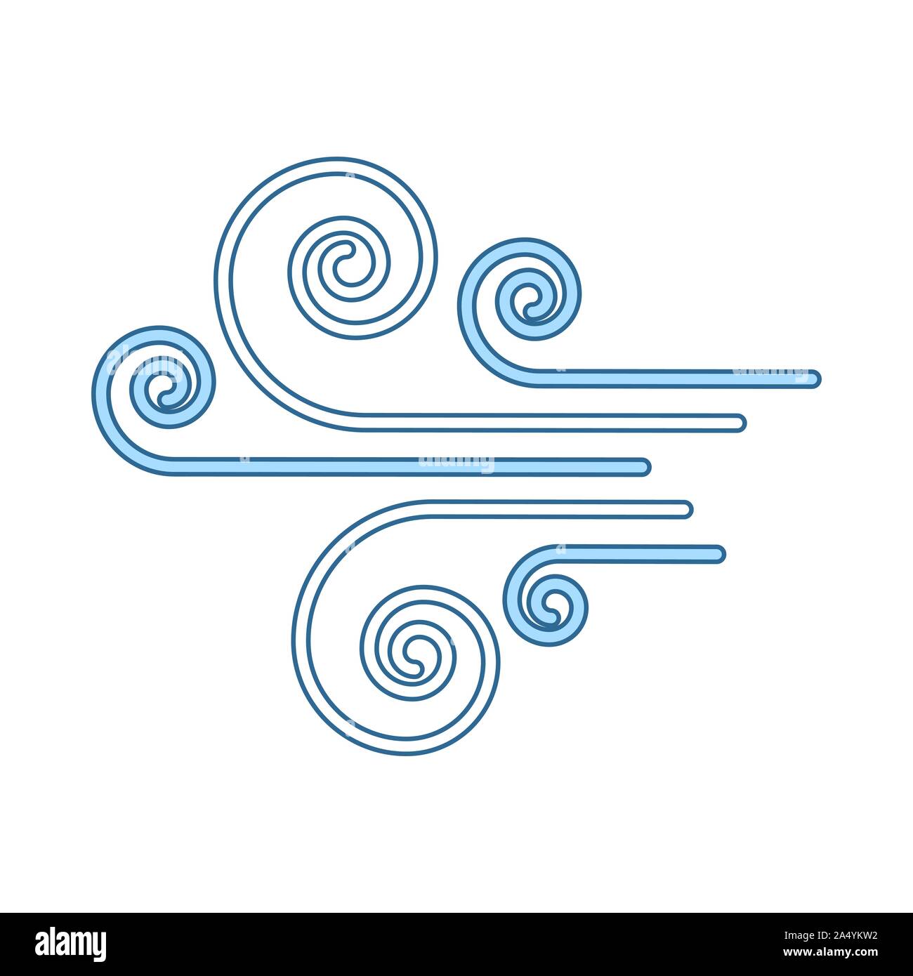 Wind Icon. Thin Line With Blue Fill Design. Vector Illustration Stock ...