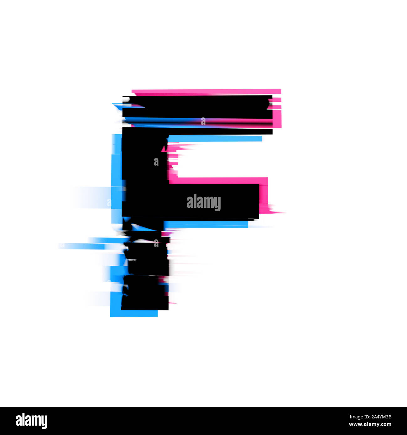 Letter F distorted neon glitch effect text font. 3D Render Stock Photo ...