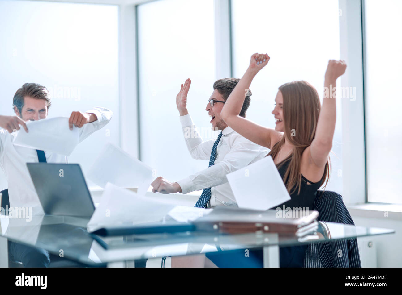 happy business team showing the success of teamwork Stock Photo - Alamy