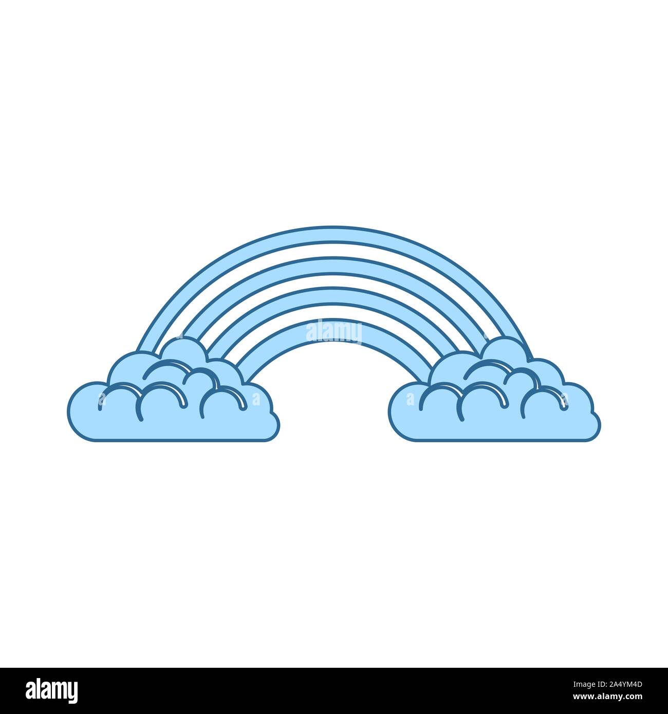 Rainbow Icon. Thin Line With Blue Fill Design. Vector Illustration ...