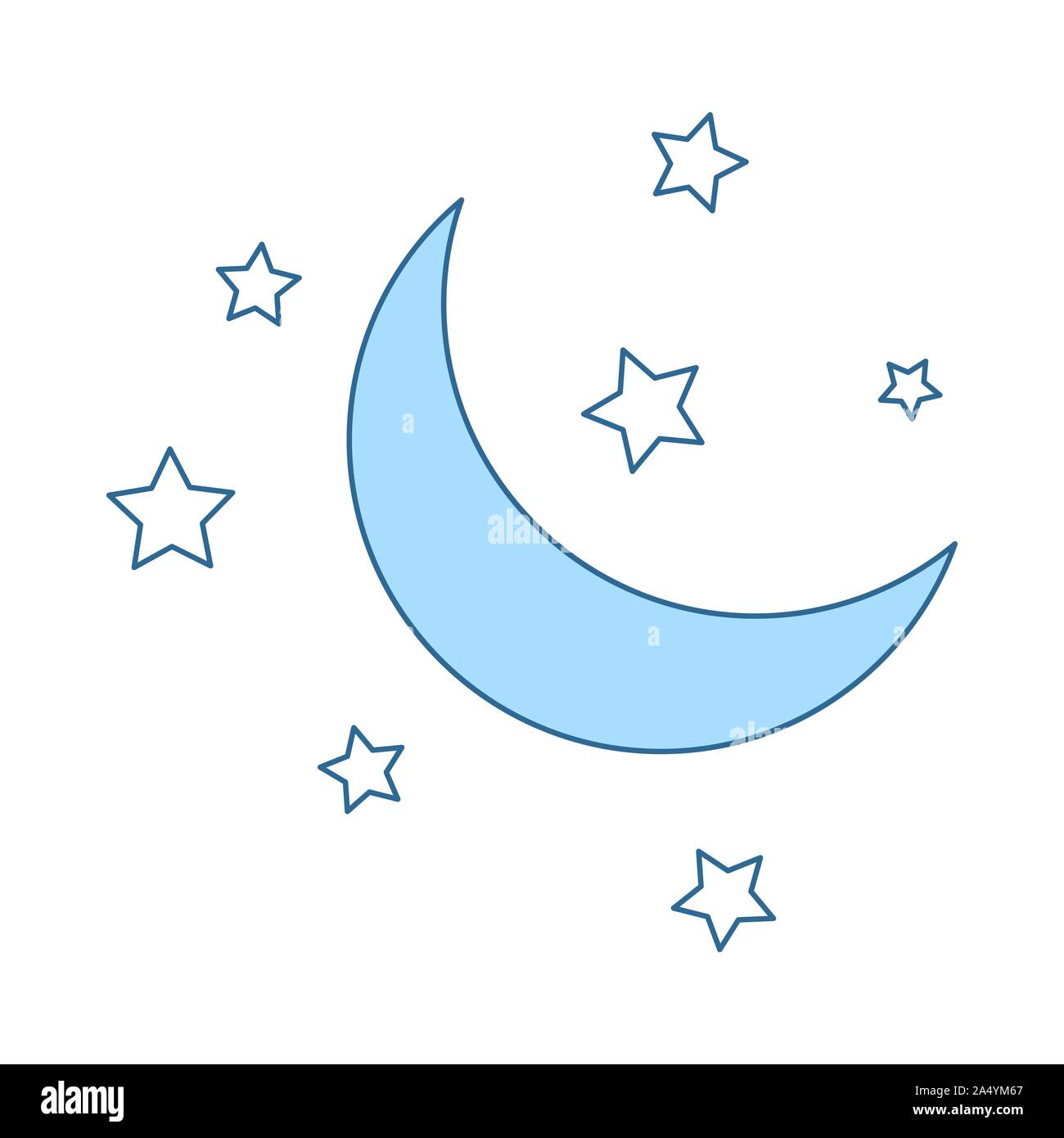 Night Icon. Thin Line With Blue Fill Design. Vector Illustration Stock ...