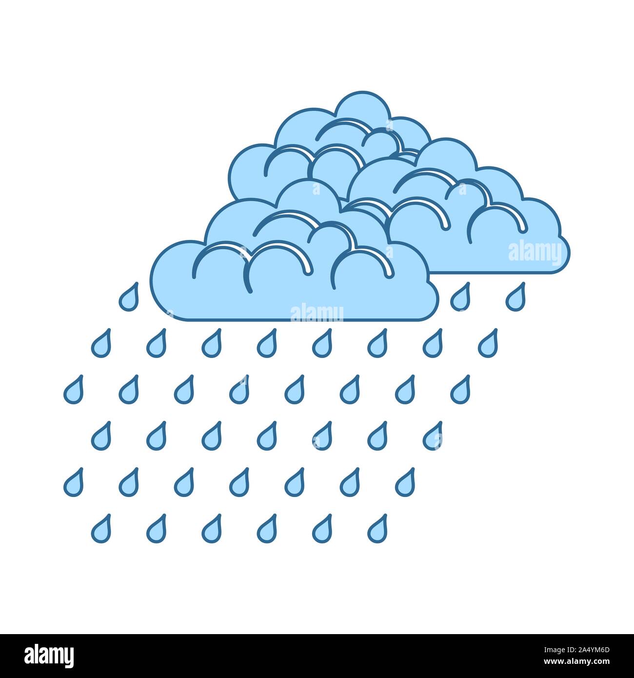Rainfall Icon. Thin Line With Blue Fill Design. Vector Illustration ...