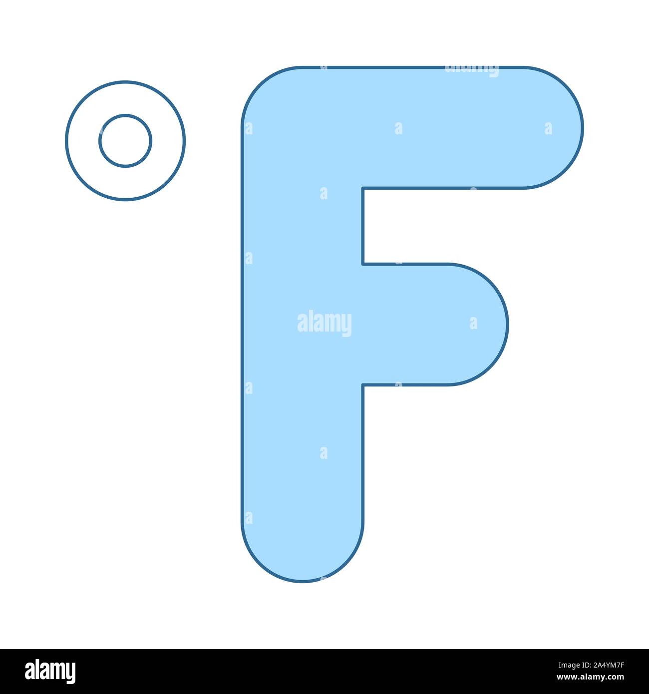 Fahrenheit Degree Icon. Thin Line With Blue Fill Design. Vector ...