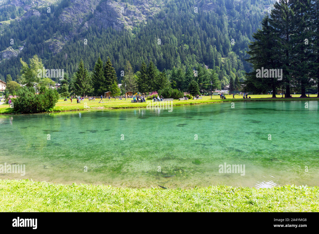 Italy, Aosta Valley, Gressoney-Saint-Jean, Lago di Gover Stock Photo ...