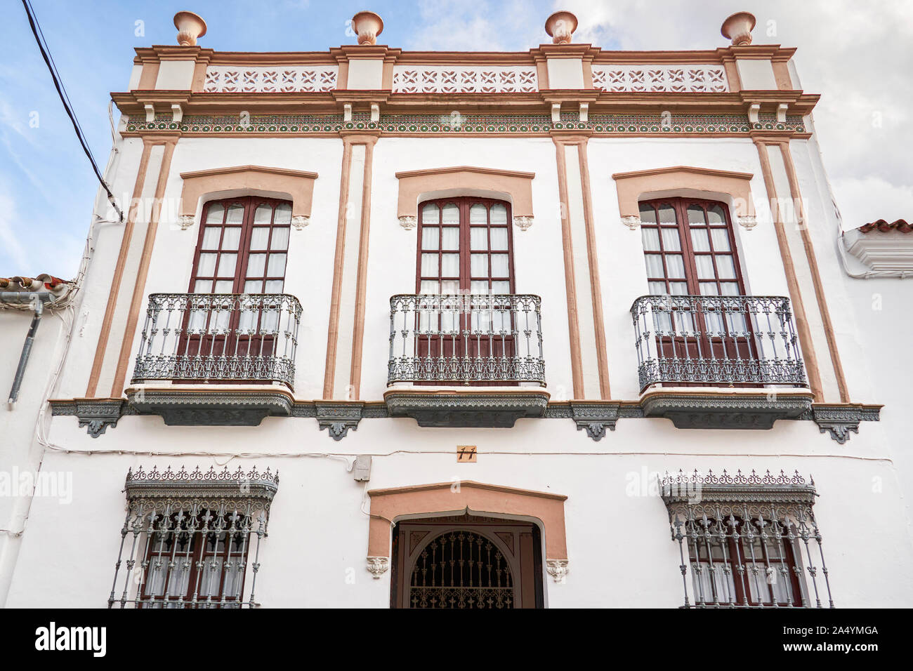 Palace facade of a typical house of Cazalla de la Sierra, Seville ...