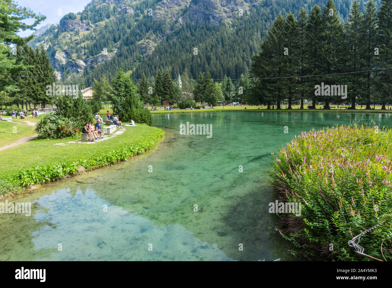 Italy, Aosta Valley, Gressoney-Saint-Jean, Lago di Gover Stock Photo ...
