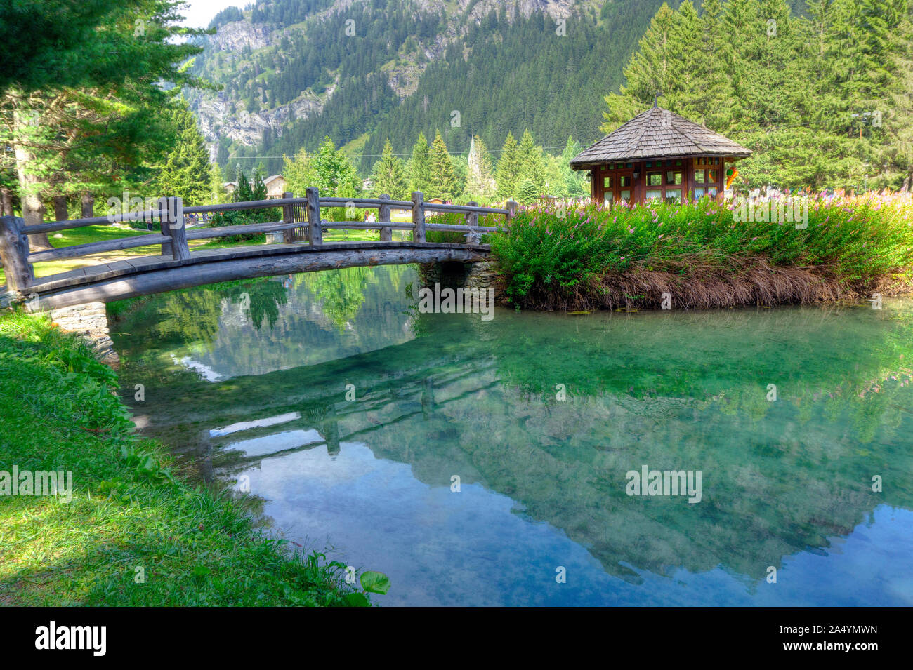 Italy, Aosta Valley, Gressoney-Saint-Jean, Lago di Gover Stock Photo ...