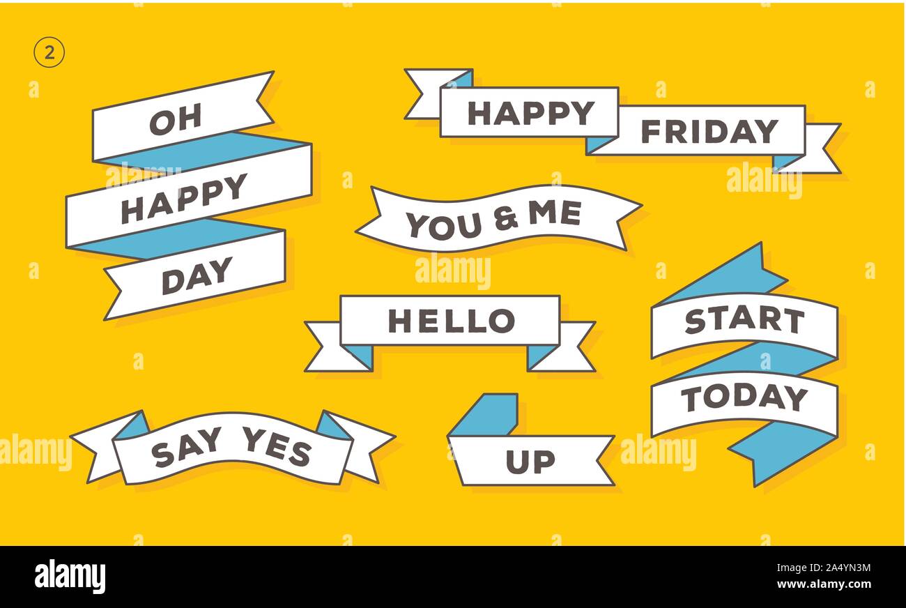 Ribbon Banner. Set of white ribbon banner with text, phrase Stock ...