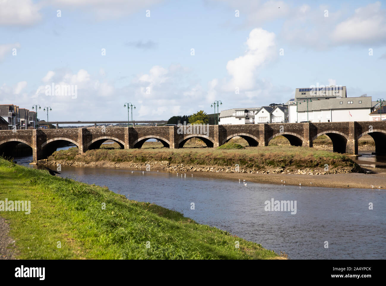 Road bridge over the River Camel in Wadebridge, Cornwall Stock Photo ...