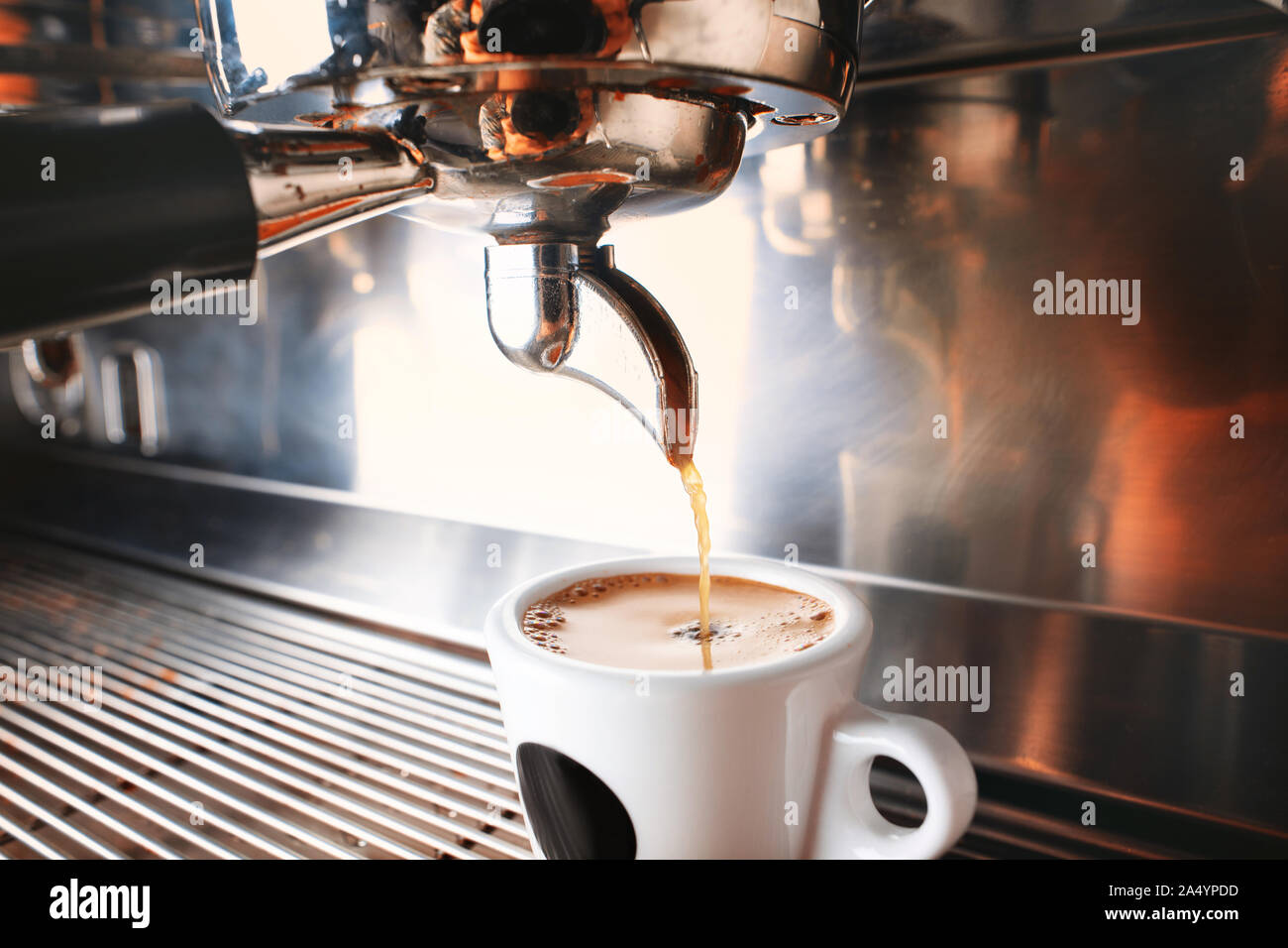 Start your day with cup of aromatic drink. Stylish black espresso ...